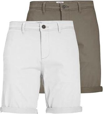 Jack & Jones Short Chino pour Homme, Coupe Droite, Lot de 2 (Velours c&ocirc;tel&eacute;/Blanc), XXL