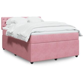 vidaXL Boxspringbett mit Matratze Rosa 140x200 cm Samt vidaXL