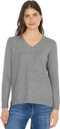 Cecil 3016957 Pull Douillet à col en V, Sporty Grey Melange, XL Femme