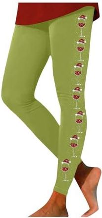 Generic Legging de No&euml;l pour femme, legging de compression taille haute, entra&icirc;nement de No&euml;l, pantalon de yoga pour femme daffaires, vert, XXL