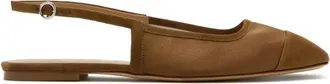Aeyde Femme, Chaussures, Brun, Taille: 38 1/2 EU Geraldine Ballerines Satin&eacute;es &agrave; Bout Contrast&eacute;