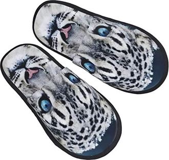 Generic Chaussons Femme Homme L&eacute;opard Des Neiges Aux Yeux Bleus Chaud Chaussons Chaude Chaussures DInt&eacute;rieur Antid&eacute;rapant Chausson DHiver Pour H&ocirc;tel Voyager E