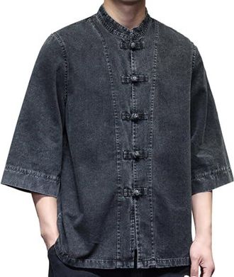 Generic Veste Jean Classique Homme Vestes Fermeture clair Blousons Textile Denim pais Jackets Tenue R&eacute;tro l&eacute;gante Manteaus Transition Saison Cardigans Polaire