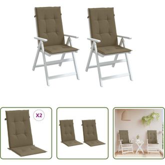 vidaXL Gartenstuhl - Hochlehner-Auflagen 2 Stk. Melange Taupe 120x50x4 cm Stoff
