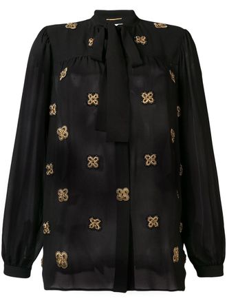 Saint Laurent Semi-transparentes Hemd - Schwarz