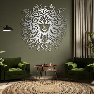 Generic Moderne minimalistische Metall-Wandkunst Medusa, Medusa-Wanddeko, Schlangen-Wanddeko, Griechische Mythologie f&uuml;r Wohnzimmer, Schlafzimmer, Spielzimmer