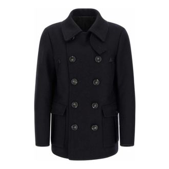 Dsquared2 Homme, Manteaux, Bleu, Taille: XL Peacoat en laine feutr&eacute;e