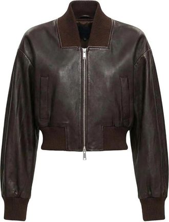 Self Portrait Blouson En Cuir - Marron