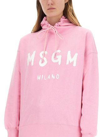 Msgm Logo Cotton Sweatshirt - Pink