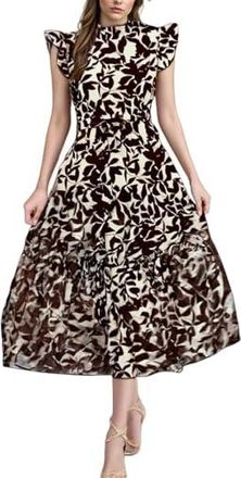 Generic Robes boh&egrave;me 2026 pour femmes, robe d&eacute;contract&eacute;e d&eacute;contract&eacute;e &agrave; col en V ample et pliss&eacute;e, caf&eacute;, XXL