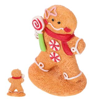 Angoily Lebkuchenmann Aus Kunstharz Weihnachtsdekoration Kleiner Figur Kleiner Weihnachtstischschmuck Für Fenster Und Festtag