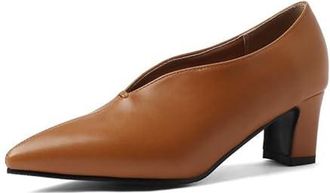 Generic Escarpins Femme &agrave; Bout Pointu Mod&egrave;le Slip on en PU avec Talon Moyen Bloc Large Choix de Tailles 2846 Couleur Unie pour Bureau et Quotidien,Jaune,36 EU