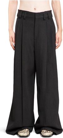 Jil Sander Homme, Pantalons, Noir, Taille: S Pantalon Pliss&eacute; M&eacute;lange de Soie