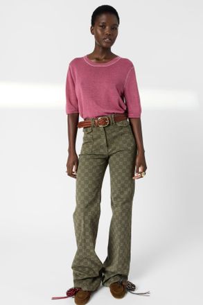 Gerard Darel Pull &agrave; col rond en lin m&eacute;lang&eacute; - LOUMIA - Bois de rose