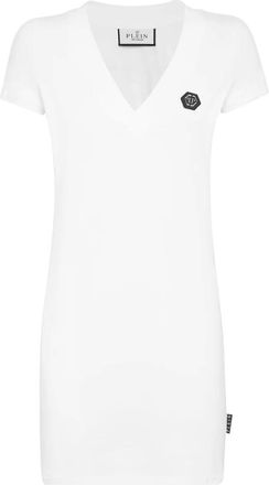 Philipp Plein Femme, Robes, Blanc, Taille: 40 FR T-shirt Robe Courte Basic