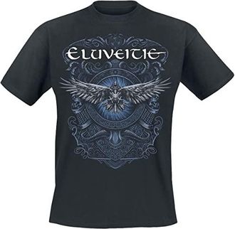 Eluveitie Dark Raven Homme T-Shirt Manches Courtes Noir XXL 100% Coton Regular/Coupe Standard