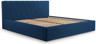 E-MEUBLES Polsterbett Bett mit Kopfst&uuml;tze, Rahmenbettgestell, Bettkasten und Lattenrost Doppelbett Gepolsterter Kopfteil Samststoff Stauraumbett bett 02