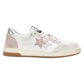 2Star Wei&szlig;e Ledersneaker mit rosa Wildleder und Eisdetails - - Shoes - Damen - Mehrfarbig - 40 EU