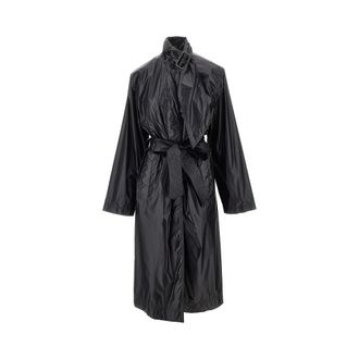 Saint Laurent Nylon trench coat with lavalli&egrave;re collar Woman 38