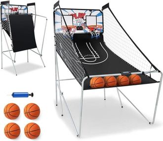 Costway Costway - elektrischer Baskeltballst&auml;nder klappbar, Basketballautomat mit 4 B&auml;llen, Luftpumpe & 8 Spielmodi, Arcade Basketballspiele Schie&szlig;maschine