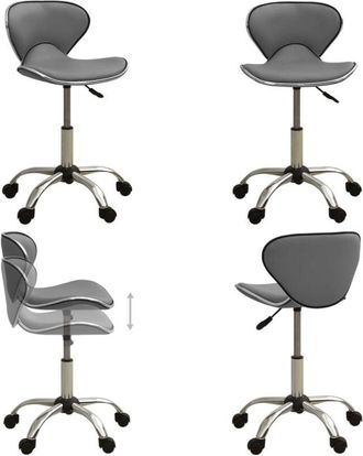 vidaXL Chaise de bureau Gris Similicuir - Chaise De Bureau - Chaise Ergonomique - Chaise Cuir Synthétique - Simuliicur - Fauteuil De Bureau - Home & Living