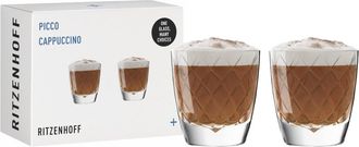 Ritzenhoff 3992002 Cappuccino Glas - 200 ml - 2er Set - Picco, mit feiner-Struktur, f&uuml;r Kaffee, Kakao, Milch - Made in Germany