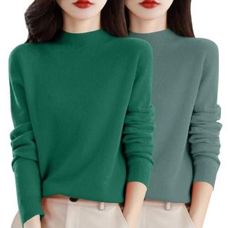 Generic Pull pour femme - Pull ample doux et confortable - &Eacute;lastique &agrave; manches longues - Couleur unie - Col roul&eacute; - Pour lautomne et lhiver 2025, vert clair, 