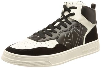 A|X Armani Exchange Herren High Top, Multicolor, Embossed Logo Sneaker, Schwarz, 42 EU
