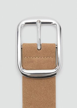 Mango Rauleder-Gürtel mit Nieten sandfarben - Damen - S - MANGO