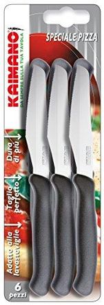 Fiskars Kaimano KTS034006N Set de 6 Couteau &agrave; Pizza, Acier Inoxydable, Noir, 28 x 10 x 2 cm