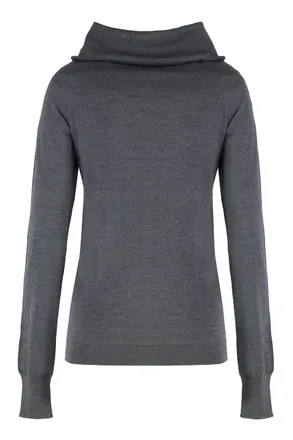 Stella McCartney Womens Turtleneck Sweater Dark Grey Melange Virgin Wool