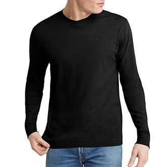Hanes Originals T-Shirt &agrave; Manches Longues pour Homme, t-Shirt l&eacute;ger en Jersey tri-m&eacute;lang&eacute; pour Homme, Disponible en Grande Taille, Noir, Taille XL