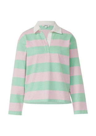 s.Oliver Sweatshirt Sweatshirt Gestreiftes Baumwoll-Shirt mit Hemdkragen