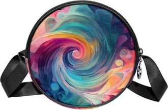 Generic Petit sac &agrave; bandouli&egrave;re circulaire pour femme, petit sac &agrave; bandouli&egrave;re avec fermeture &eacute;clair, bretelles r&eacute;glables, sac &agrave; main rond d&eacute;contract&eacute; pour fe