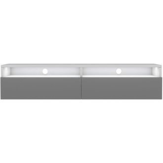 Selsey Selsey REDNAW - TV-Schrank / TV-Board stehend / h&auml;ngend, 140 cm breit (Wei&szlig; Matt / Grau Hochglanz mit LED)