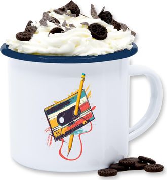 Shirtracer Emaille Tasse Blechtasse - Karneval & Fasching - Tassen - Retro Kassette I Retro Geschenke 80er Jahre Geschenk 90er Outfit I 90iger Jahre I Techno Out