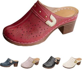 Generic Mules &agrave; bout ferm&eacute; pour femme - Sandales &agrave; talons hauts et &eacute;pais - Soutien de la vo&ucirc;te plantaire - Pantoufles confortables - Chaussures de marche orth