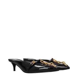 Balmain Womens Black Leather Platform Sandals