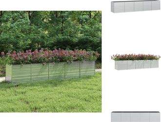 vidaXL Vidaxl - Lit sur&eacute;lev&eacute; de jardin 400x80x77 cm Acier galvanis&eacute; Argent&eacute; - Jardini&egrave;re M&eacute;tallique - Pot De Fleurs Ext&eacute;rieur - Bac De Culture - Lit