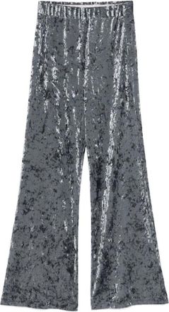 Forte_Forte Schlaghose aus Crushed-Velvet - - Trousers - Damen - Grau - XS