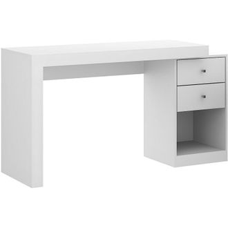 Vente-Unique Vente-unique - Bureau extensible 2 tiroirs et 1 niche - Coloris : Blanc - evan