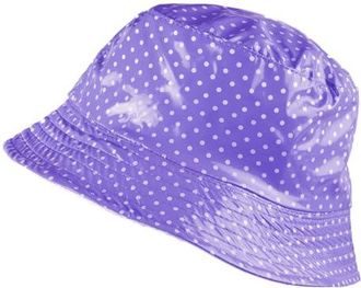 Toutacoo Chapeau de Pluie, Bob de Pluie, Vinyle Imperméable Aspect ciré (09b-Violet à Pois)