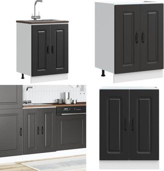 vidaXL Sp&uuml;lenunterschrank Kalmar Schwarz 60x46x81,5 cm Holzwerkstoff - Vidaxl
