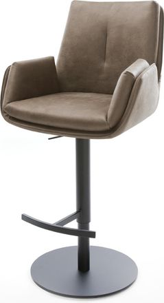 DELIFE Barstuhl Clea-Flex Mikrofaser Taupe Vintage Drehfu&szlig; h&ouml;henverstellbar Metall Schwarz, Barst&uuml;hle