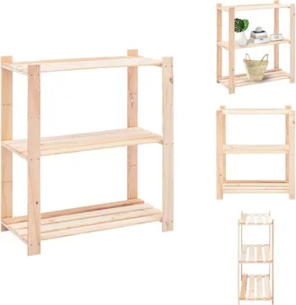 vidaXL Industrieregale - Living Lagerregal mit 3 B&ouml;den 80&times;38&times;90 cm Kiefer Massivholz 150 kg - Beige