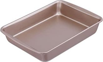 Relaxdays Auflaufform, antihaftbeschichtet, eckig, Lasagne, Braten, Tiramisu, 4 Liter, Carbonstahl, Backofenform, braun