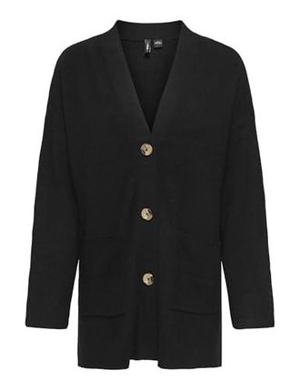 Only Loose Onlibi Ls Rib Cardigan Ample CC KNT, Noir, M Femme