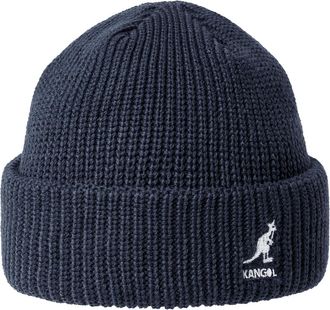 Kangol Cardinal 2 Way Beanie Dockermütze Strickmütze Wintermütze Damen/Herren - mit Umschlag, Docker Winter Herbst-Winter - One Size dunkelgrau