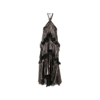 Maria Lucia Hohan Kleid mit Metallic-Effekt und Schn&uuml;rung - - Dresses - Damen - Braun - 2XS