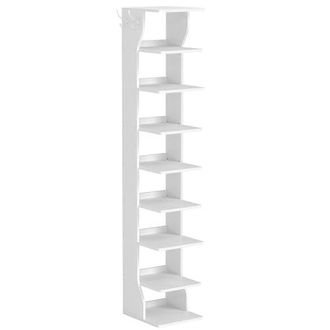 Vasagle &Eacute;tag&egrave;re &agrave; Chaussures Fine, Meuble de Rangement sur Pieds 9 Niveaux, Gain de Place, pour Entr&eacute;e, Coin, Rangement Chaussures, Blanc Mat LBS210WB01